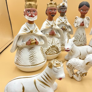 Vintage Mexico Pottery Nativity Set Mexican Folk Art Christmas ...