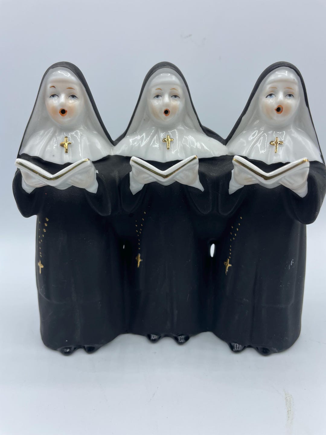 Singing Nuns Music Box Ceramic Figurine Catholic Nun Vintage Statue ...