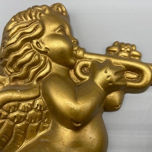 Gold Cherub Angels Mid Century Vintage Angel Wall Art Decor Pair Set of ...