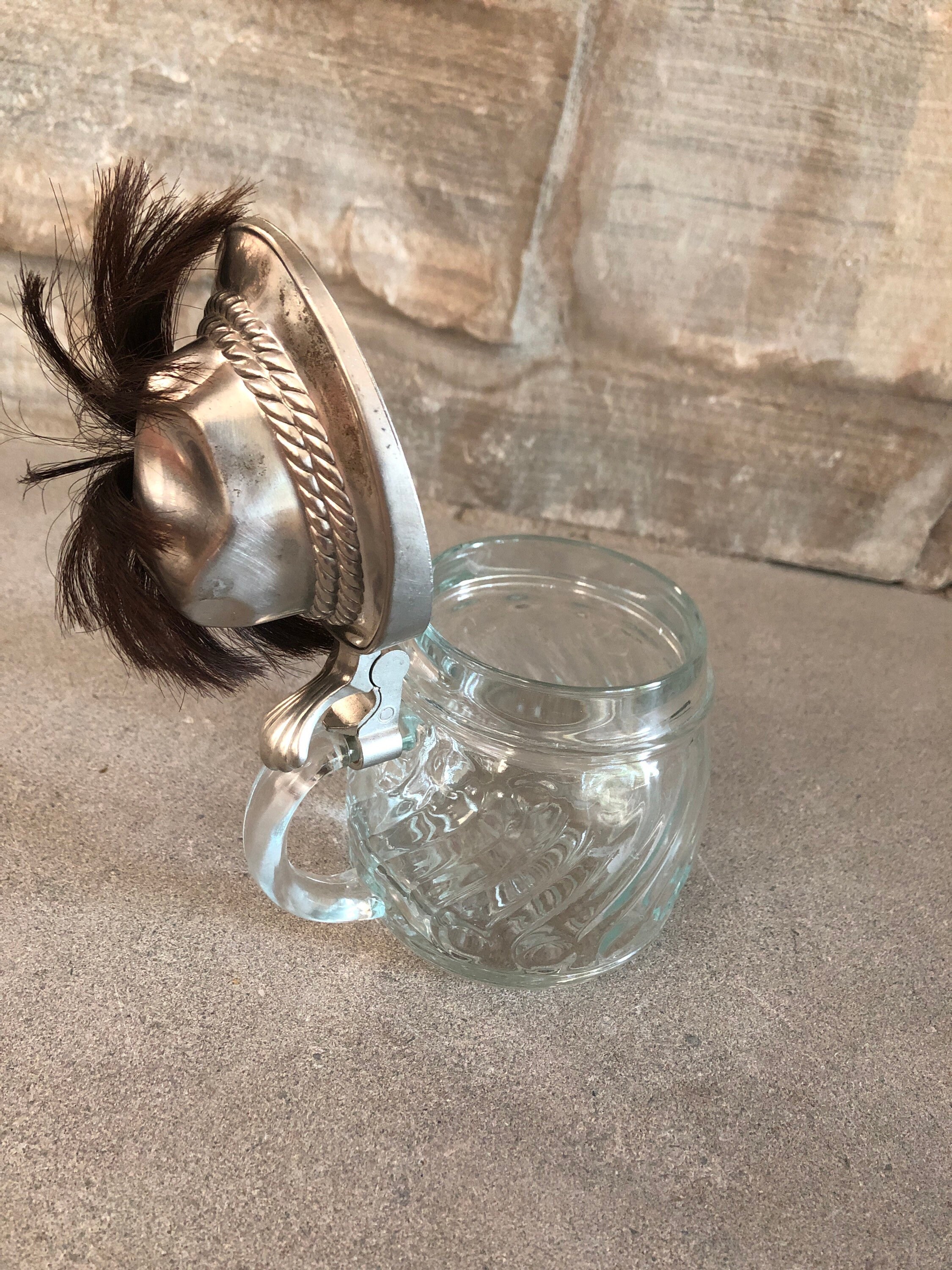 Vintage West German BMF Bierseidel Beer Stein Glass With Pewter Hat ...