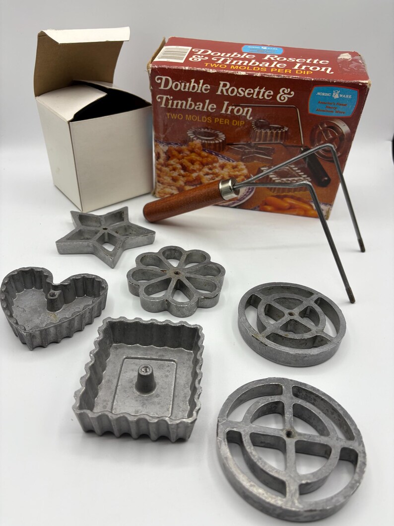 Vintage Scandinavian Double Rosette Iron Flower Rosette Molds Swedish ...