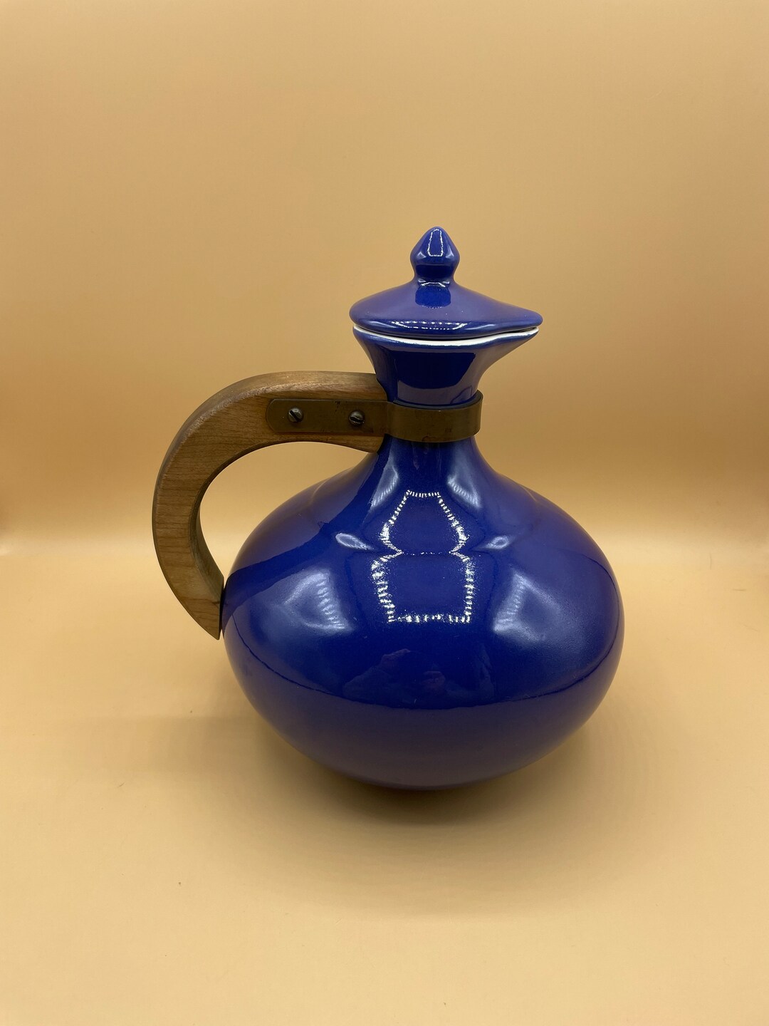 Red Wing Pottery 565 Blue Gypsy Trail Coffee Carafe Wood Handle Ceramic ...