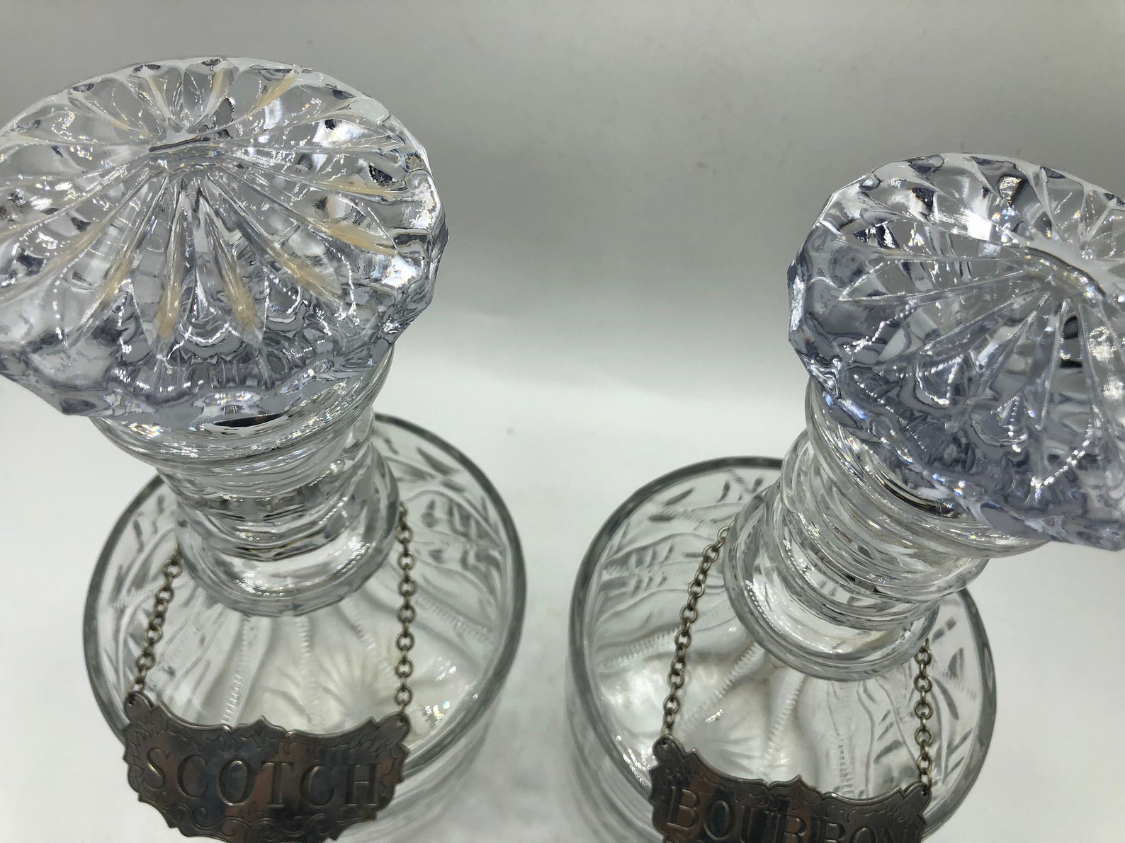 Pair of Vintage Glass Liquor Decanters With Large Glass - Etsy