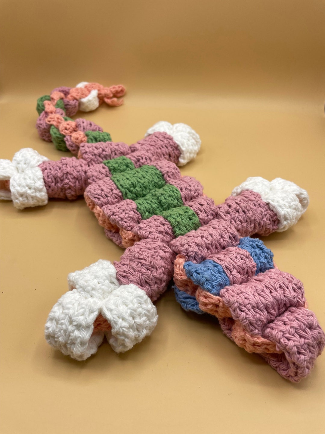 Handmade Crochet Lizard Crocheted Bead Lizard 100% Cotton Sugar N Cream ...