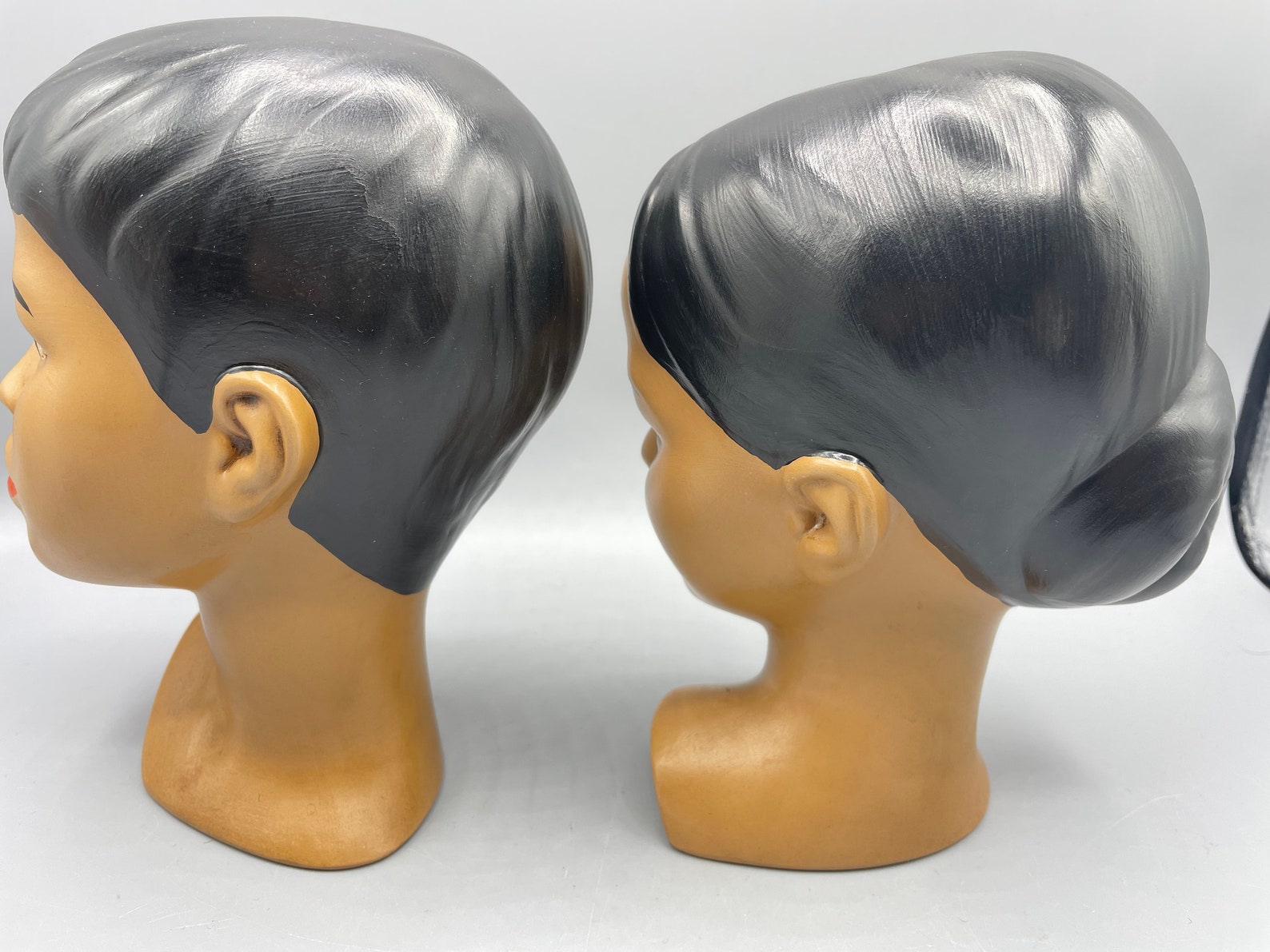 1969 Vintage Head Figurines Ceramic Busts Man Woman Boy Girl - Etsy