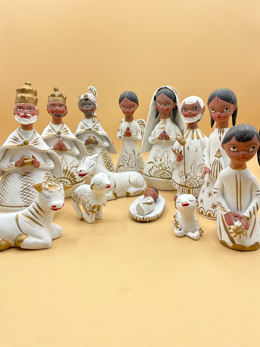 Vintage Mexico Pottery Nativity Set Mexican Folk Art Christmas ...