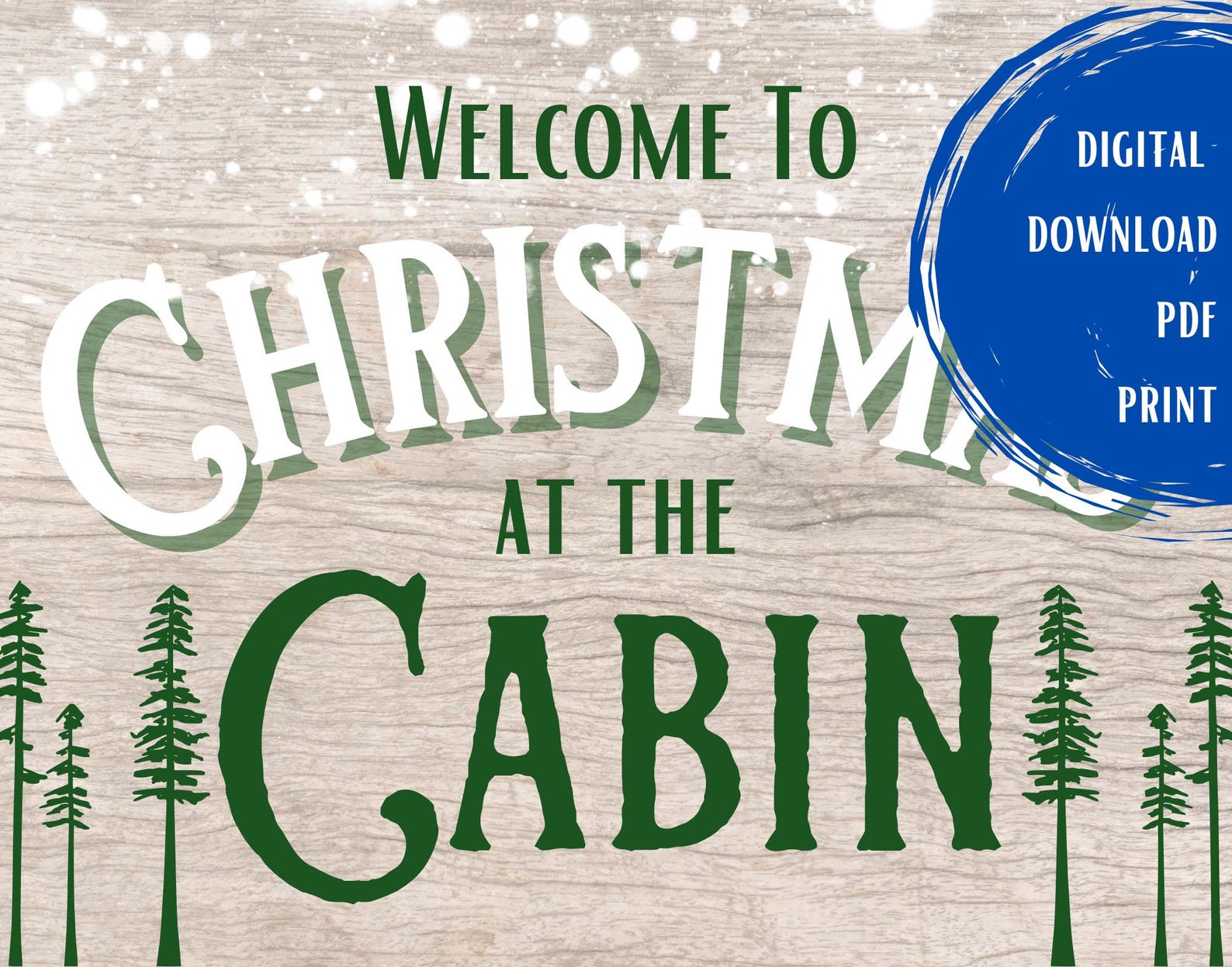 Christmas at the Cabin Printable, Cabin Wall Art, Lodge Wall Art, Cabin ...