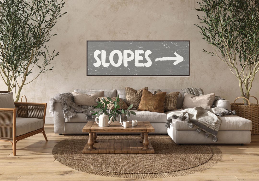 Rustic Slopes Arrow Sign, Wall Art Decor, Ski Lodge Sign, Cabin Decor ...