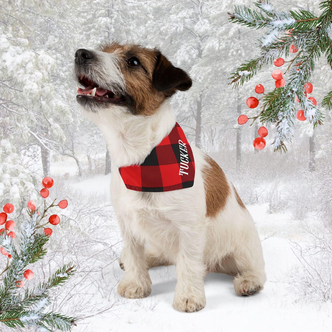 Custom Red Buffalo Pet Bandana Collar, Personalized Pet Scarf, Dog ...