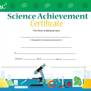 Recognition Certificates - Science Achievement, 30 Certificates 11x8 ...