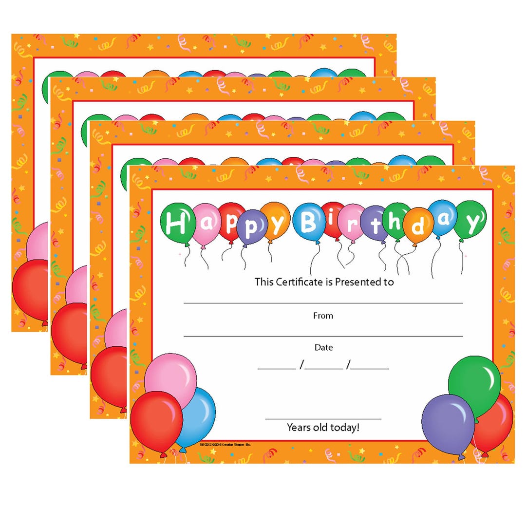 Recognition Certificates - Birthday, 30 Certificates 11x8.5in Student ...