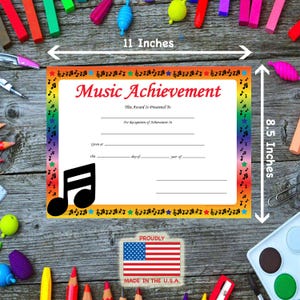 Recognition Certificates - Music Achievement, 30 Certificates 11x8.5in ...