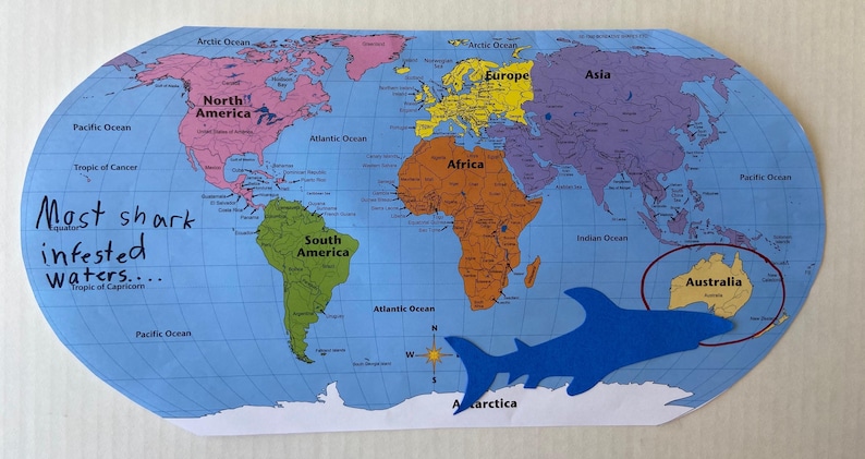 Labeled World Practice Map - Etsy Australia
