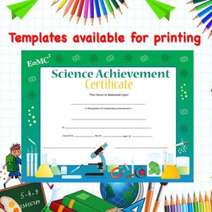 Recognition Certificates - Science Achievement, 30 Certificates 11x8 ...