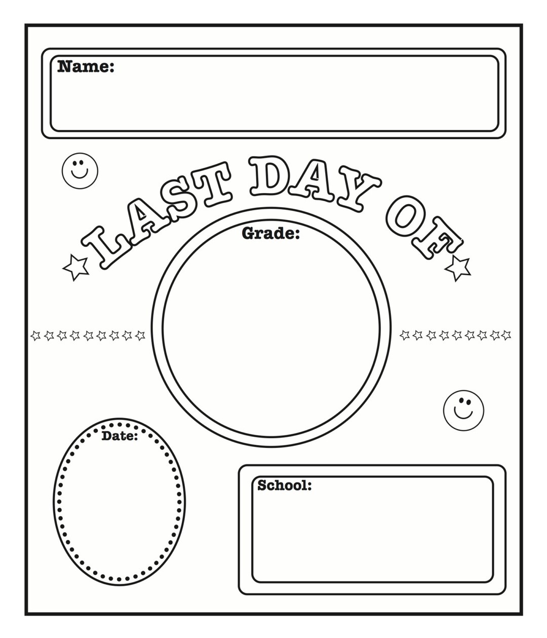 Last Day of School Announcement - Black and White - Etsy