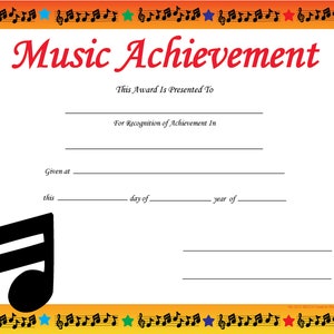 Recognition Certificates - Music Achievement, 30 Certificates 11x8.5in ...
