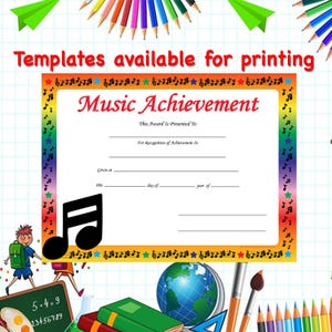 Recognition Certificates - Music Achievement, 30 Certificates 11x8.5in ...