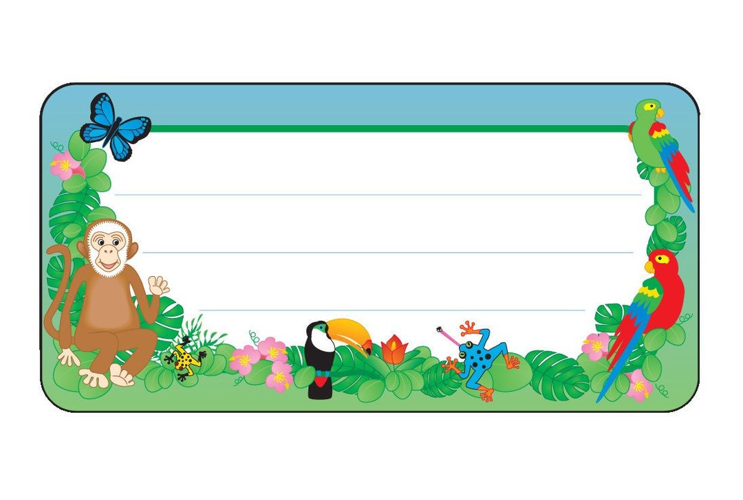 Rainforest Name Tags: Self-adhesive Labels, 36 Count - Etsy