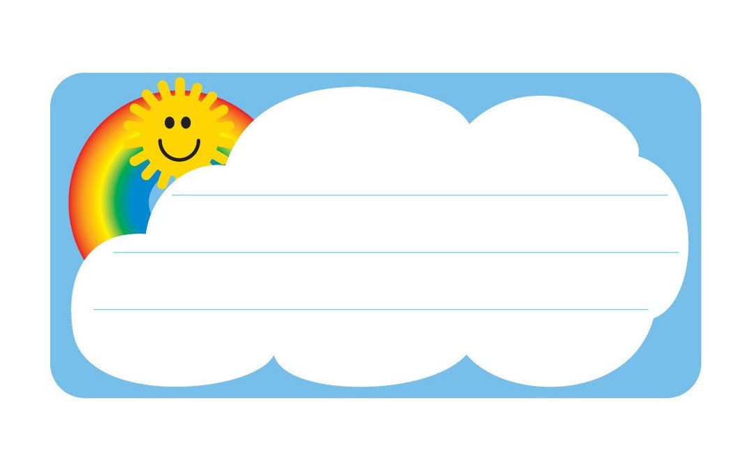 Rainbow Cloud Name Tags: Self-adhesive Labels, 36 Count - Etsy