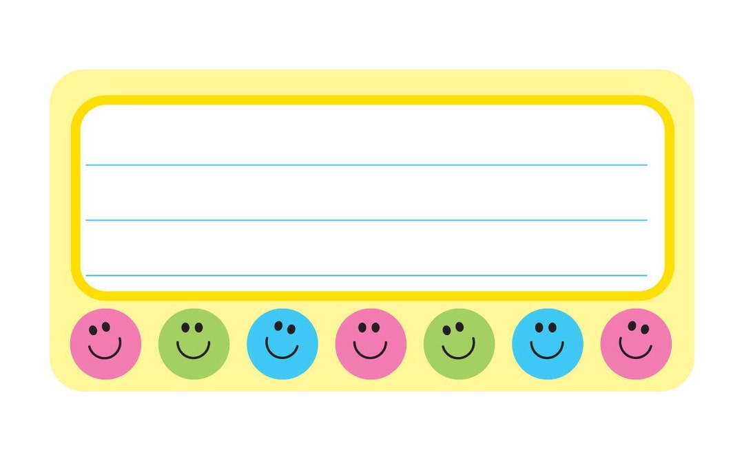 Smile Face Name Tags: Self-adhesive Lined Labels - Etsy