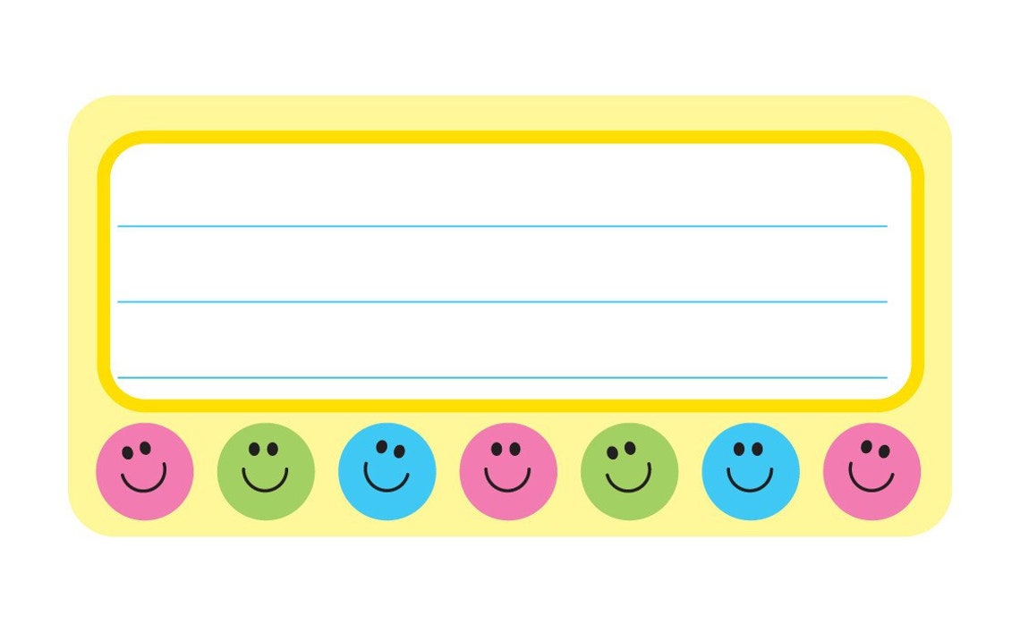 Smile Face Name Tags: Self-adhesive Lined Labels - Etsy