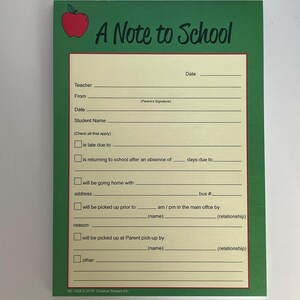 Note to School - Notes to Parents, School Communication Notepad, Bus ...