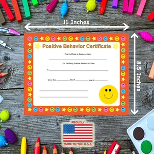 Recognition Certificates - Positive Behavior, 30 Certificates 11x8.5in ...