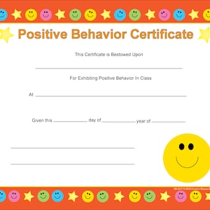 Recognition Certificates - Positive Behavior, 30 Certificates 11x8.5in ...