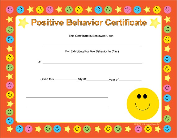 Recognition Certificates Positive Behavior | Etsy