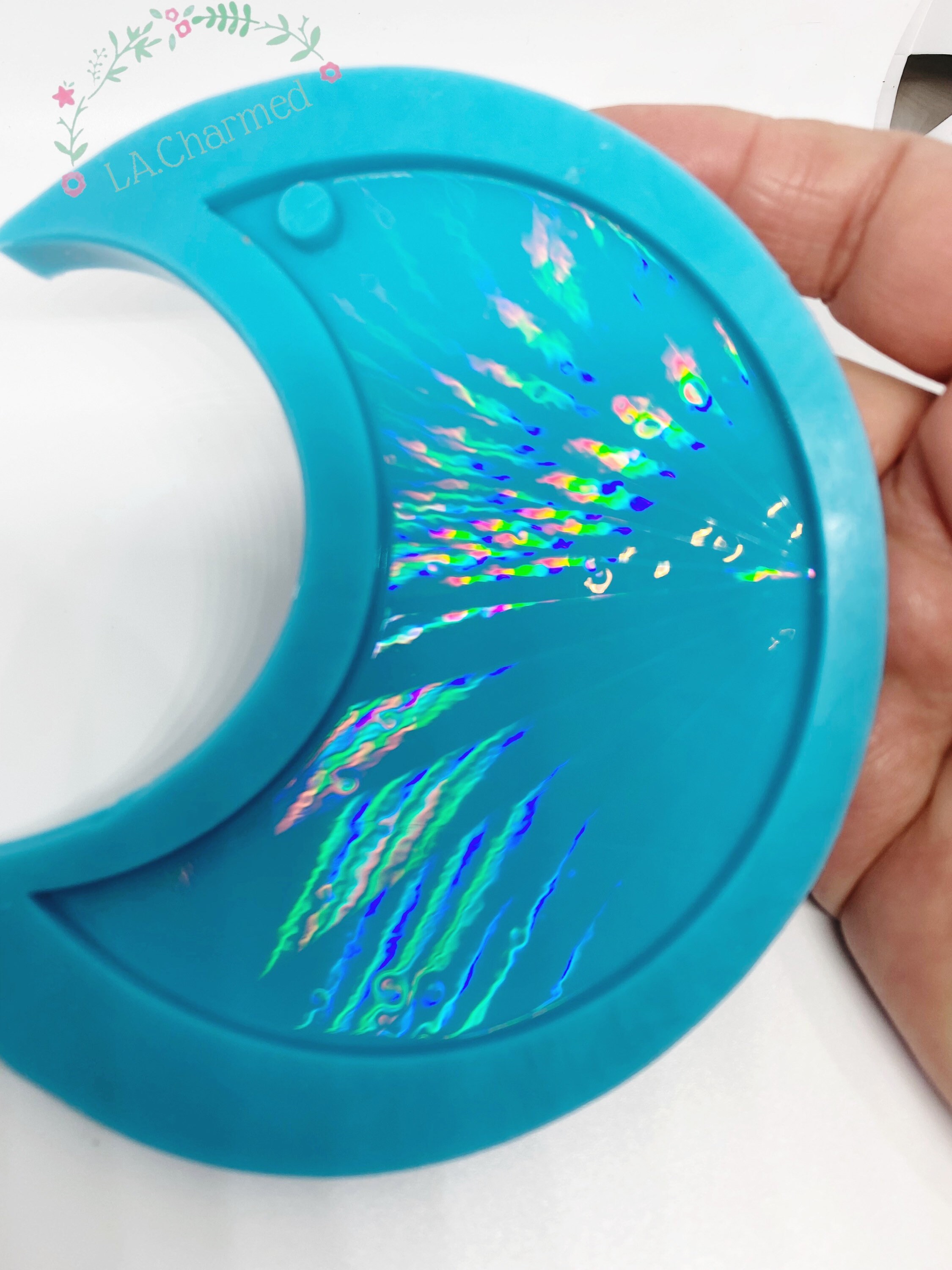 HOLOGRAPHIC Pinwheel Moon Silicone Mold for Casting Resin 4 Inches Tall ...