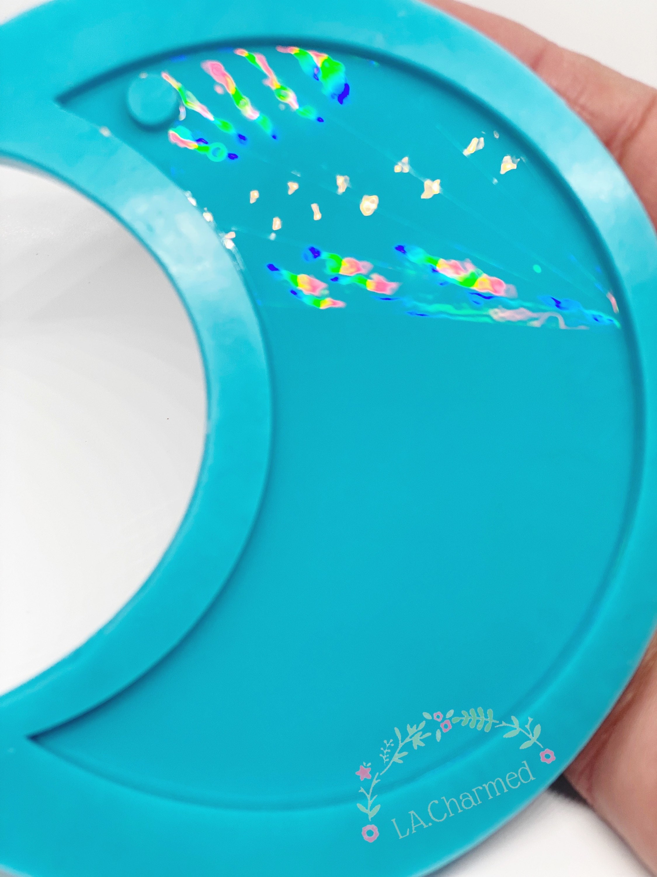 HOLOGRAPHIC Pinwheel Moon Silicone Mold for Casting Resin 4 Inches Tall ...