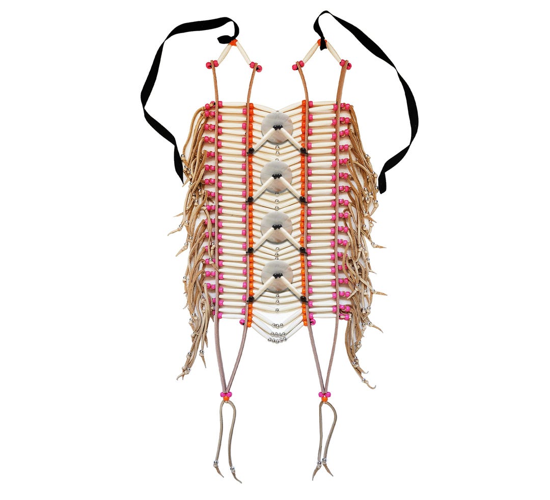 Traditional Large Buffalo Bone Hairpipe Beads Tribal Breastplate With ...