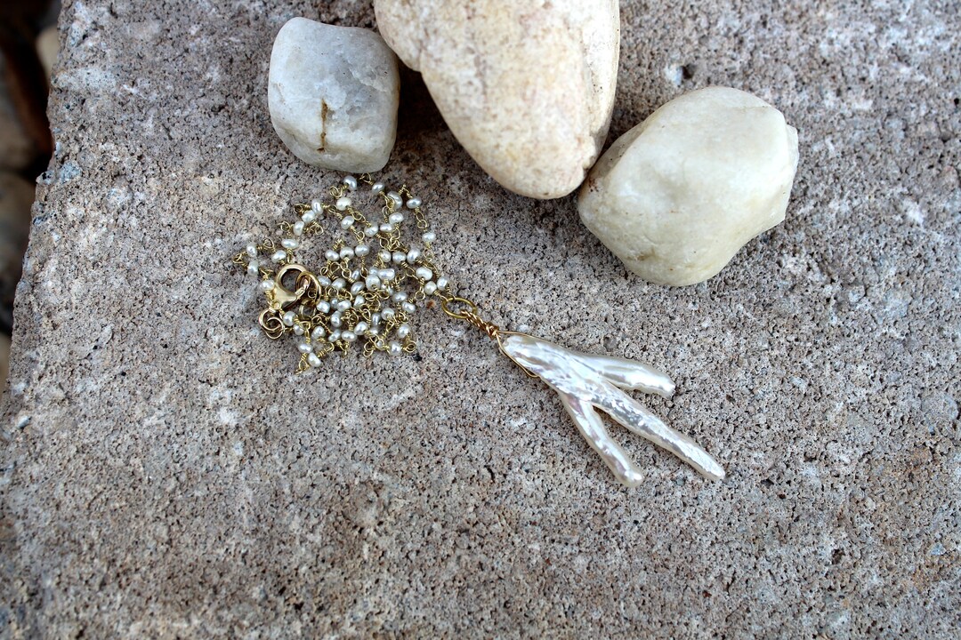 Dainty Pearl Branch Necklace #1 - Etsy
