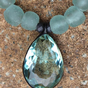 Genuine Turquoise and African Glass Beads With Beryl Pendant - Etsy