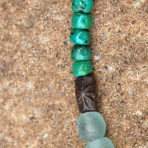 Genuine Turquoise and African Glass Beads With Beryl Pendant - Etsy