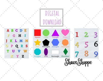 Educational Learning Poster Toddler BUNDLE 6 Set Learning - Etsy