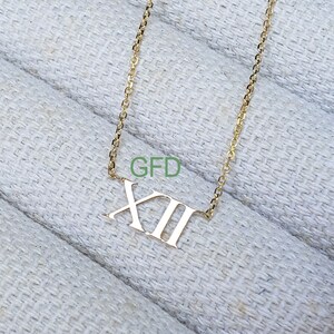 14k Gold Roman Number Necklace Date Necklace Wedding Date - Etsy