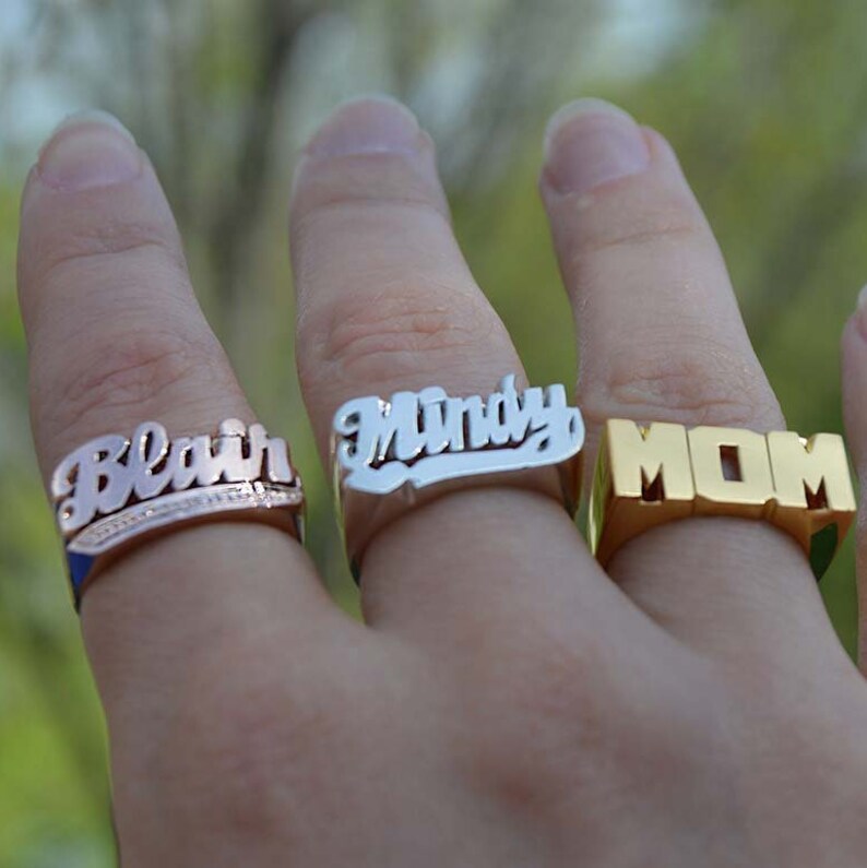Name Ring Name Ring 14k Plated Gold Silver Name Ring Ladies - Etsy