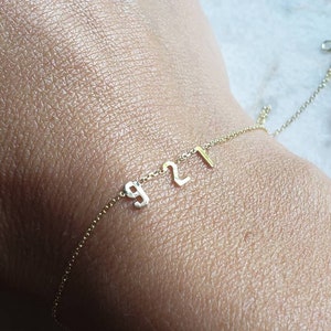 Number Bracelet 14kt, Date Bracelet, Wedding Date Bracelets, Keepsake ...
