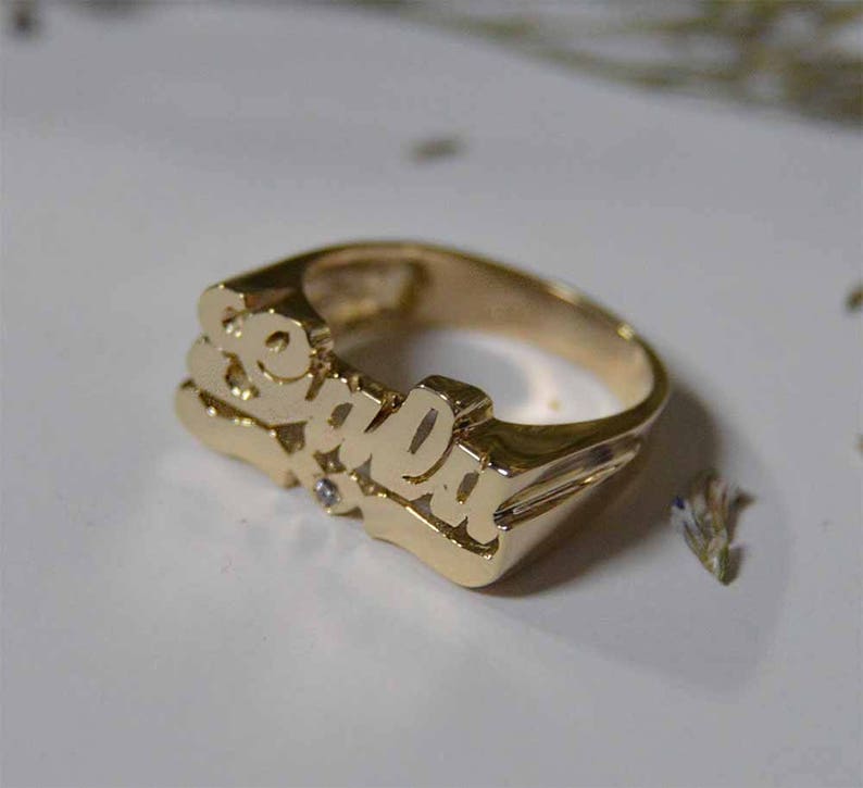 Name Ring 10kword Name Ring Couples Name Rings White Gold - Etsy
