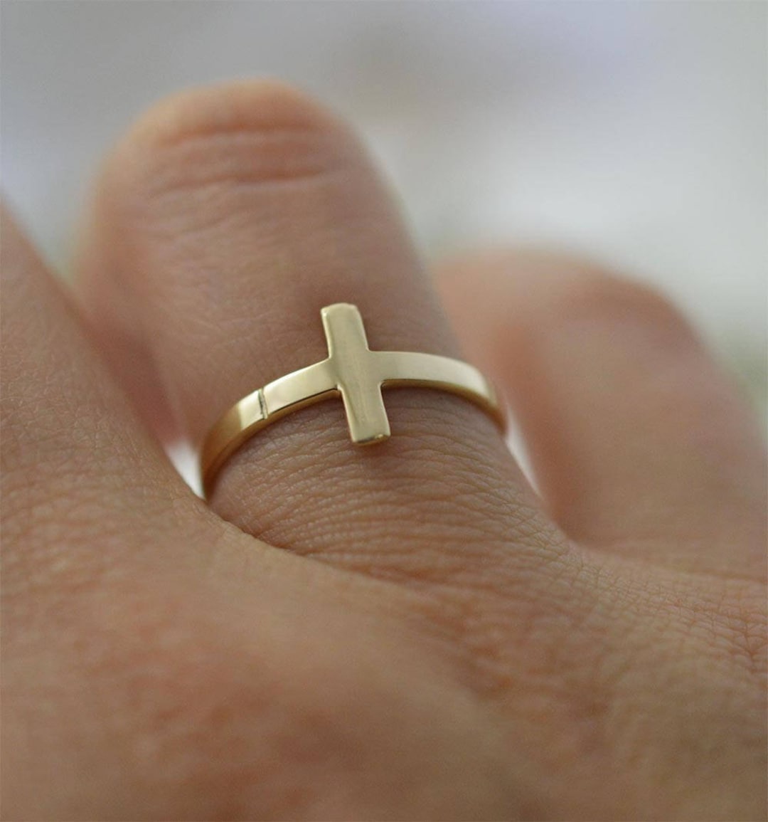 Cross Ring 10kt,women's Gifts Cross Ring Gold,10k Sideways Cross Ring ...
