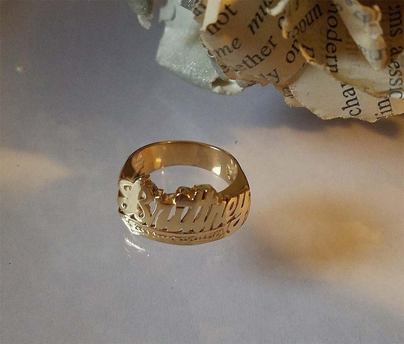 Name Ring Name Ring 14k Plated Gold Silver Name Ring Ladies - Etsy