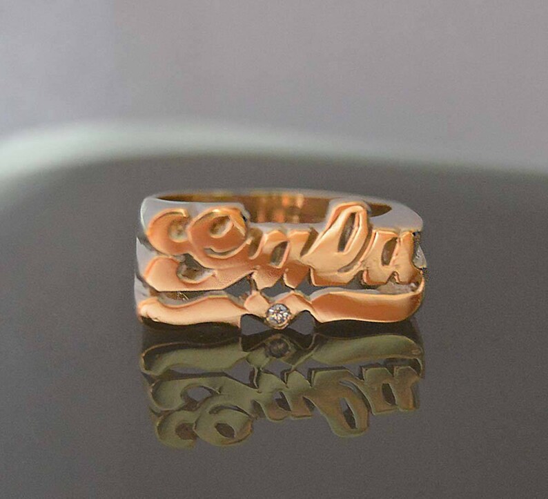 Name Ring 10kword Name Ring Couples Name Rings White Gold - Etsy