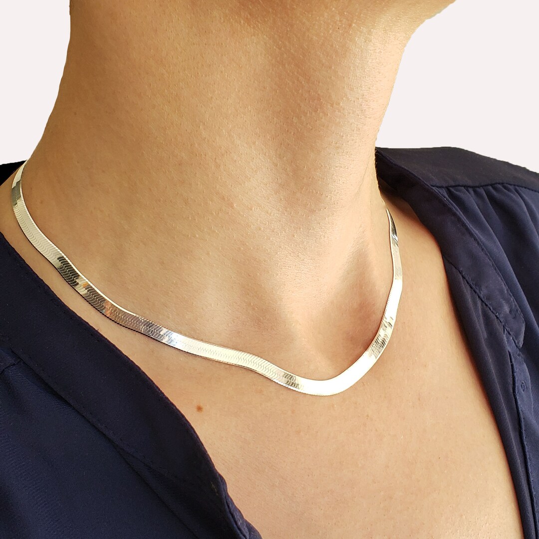 Herringbone Necklace for Women, Sterling Silver Herringbone Necklace ...