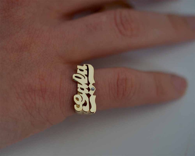 Name Ring 10kword Name Ring Couples Name Rings White Gold - Etsy