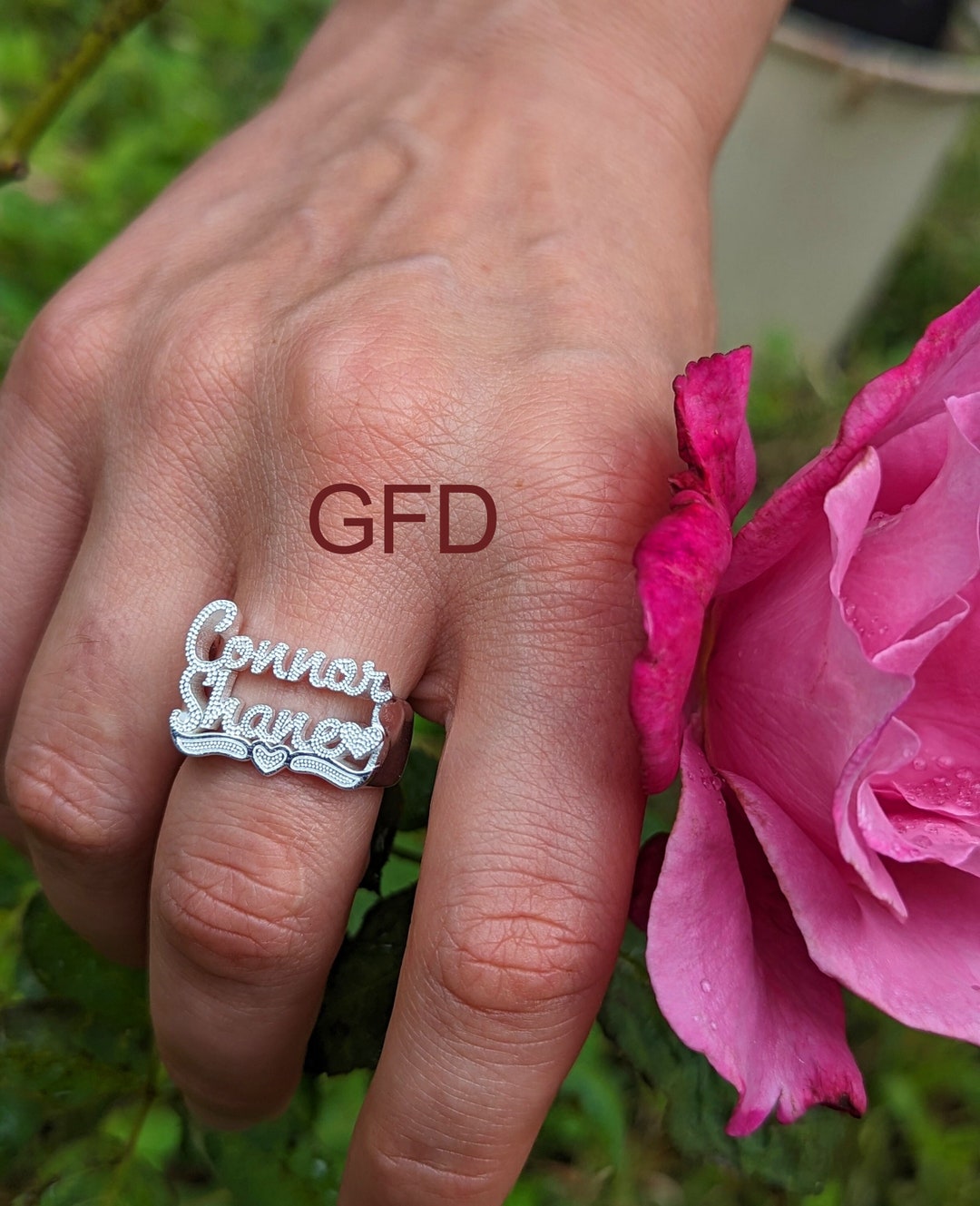 Double Name Ring,script Two Names Ring Silver,children's Name Ring ...