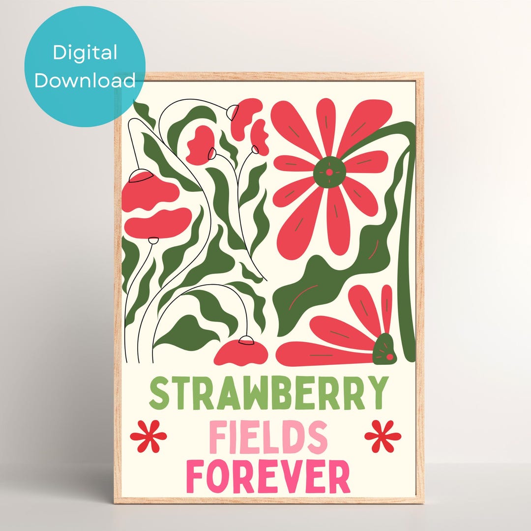 The Beatles Inspired John Lennon Strawberry Fields Forever Floral Green ...