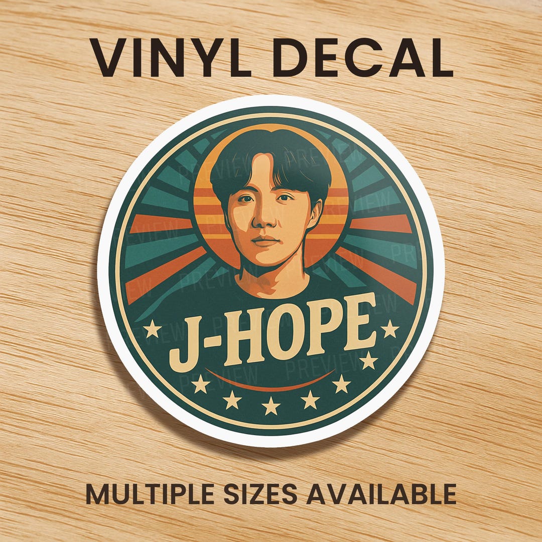 BTS J-hope Retro Sunburst Sticker, Vinyl Decals, Kpop Fan Art, Car ...