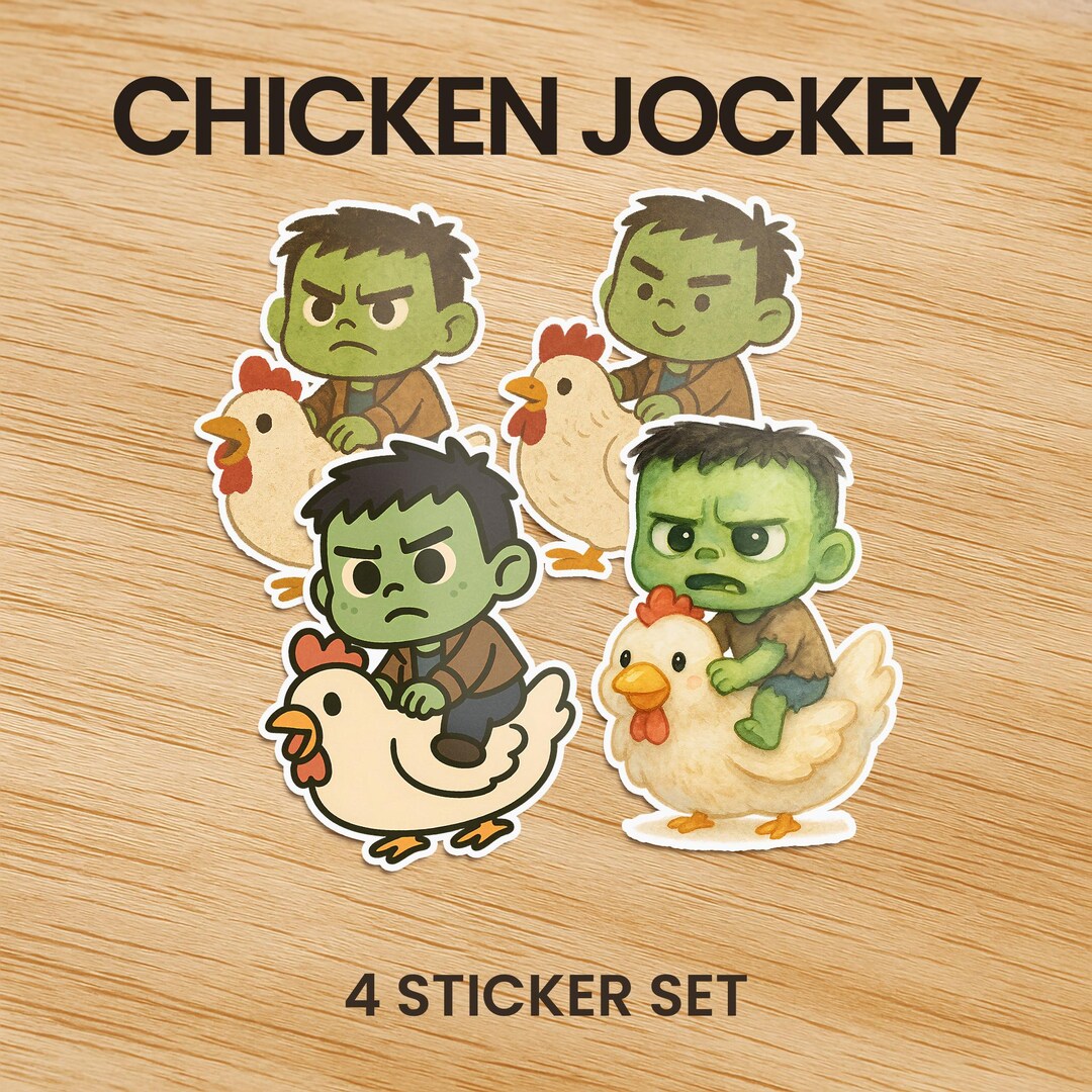 Chicken Jockey Sticker Sheet - 4 Stickers, Fun Animal Stickers, Video ...