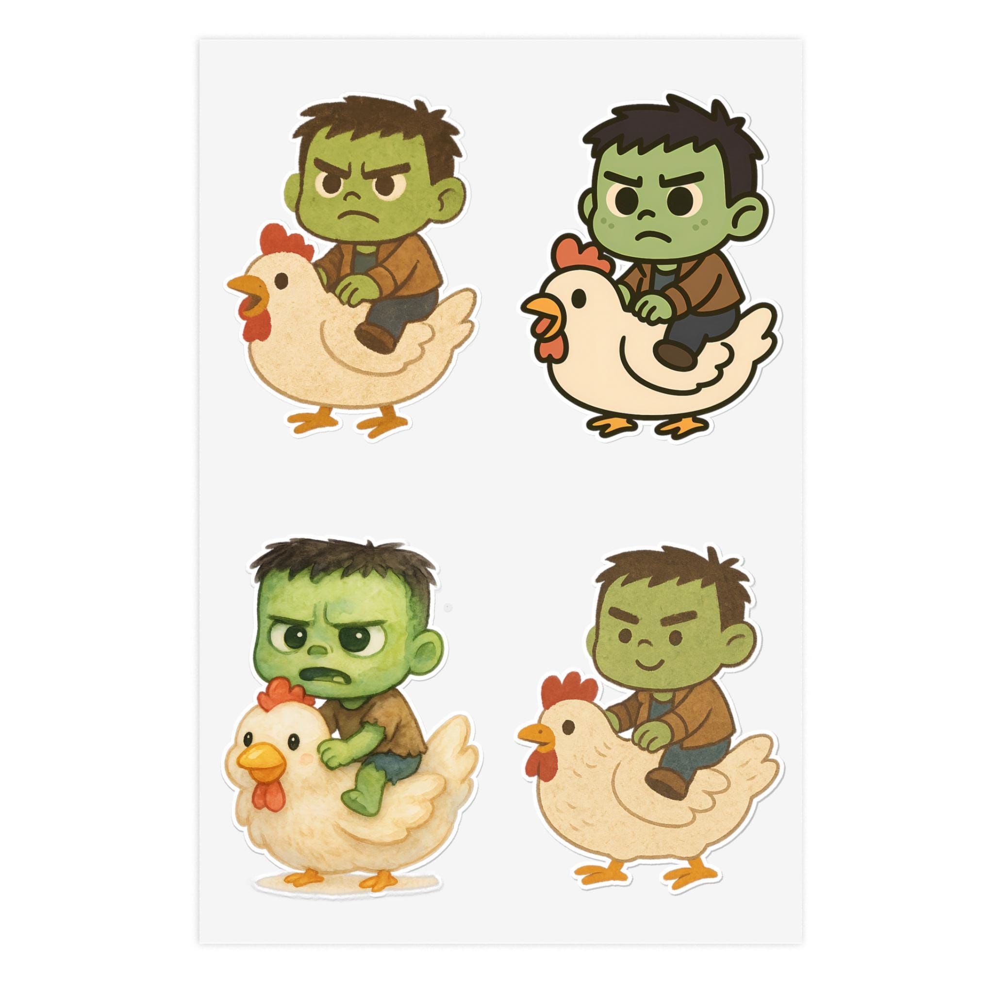 Chicken Jockey Sticker Sheet - 4 Stickers, Fun Animal Stickers, Video ...